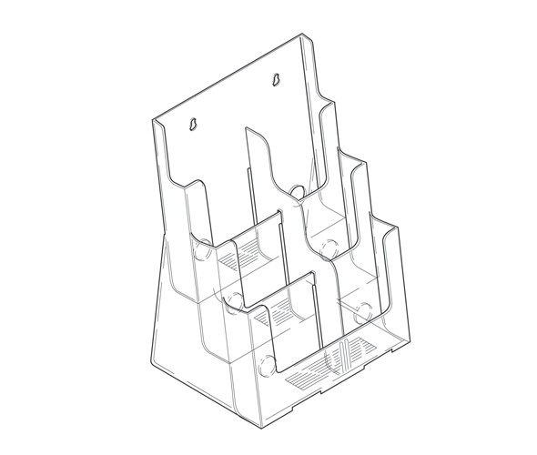 Six Pocket 1/3 A4 (DL) Three Tiered Leaflet Dispenser - Alplas