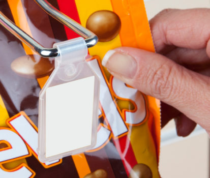 Clear Swing Price Tag for 6mm wire (25x38mm) - Alplas